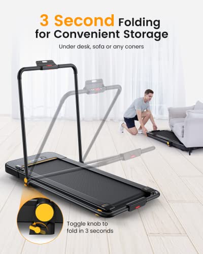 UREVO 2 in 1 Under Desk Treadmill, 2.5HP Folding Electric Treadmill Walking Jogging Machine for Home Office with Remote Control