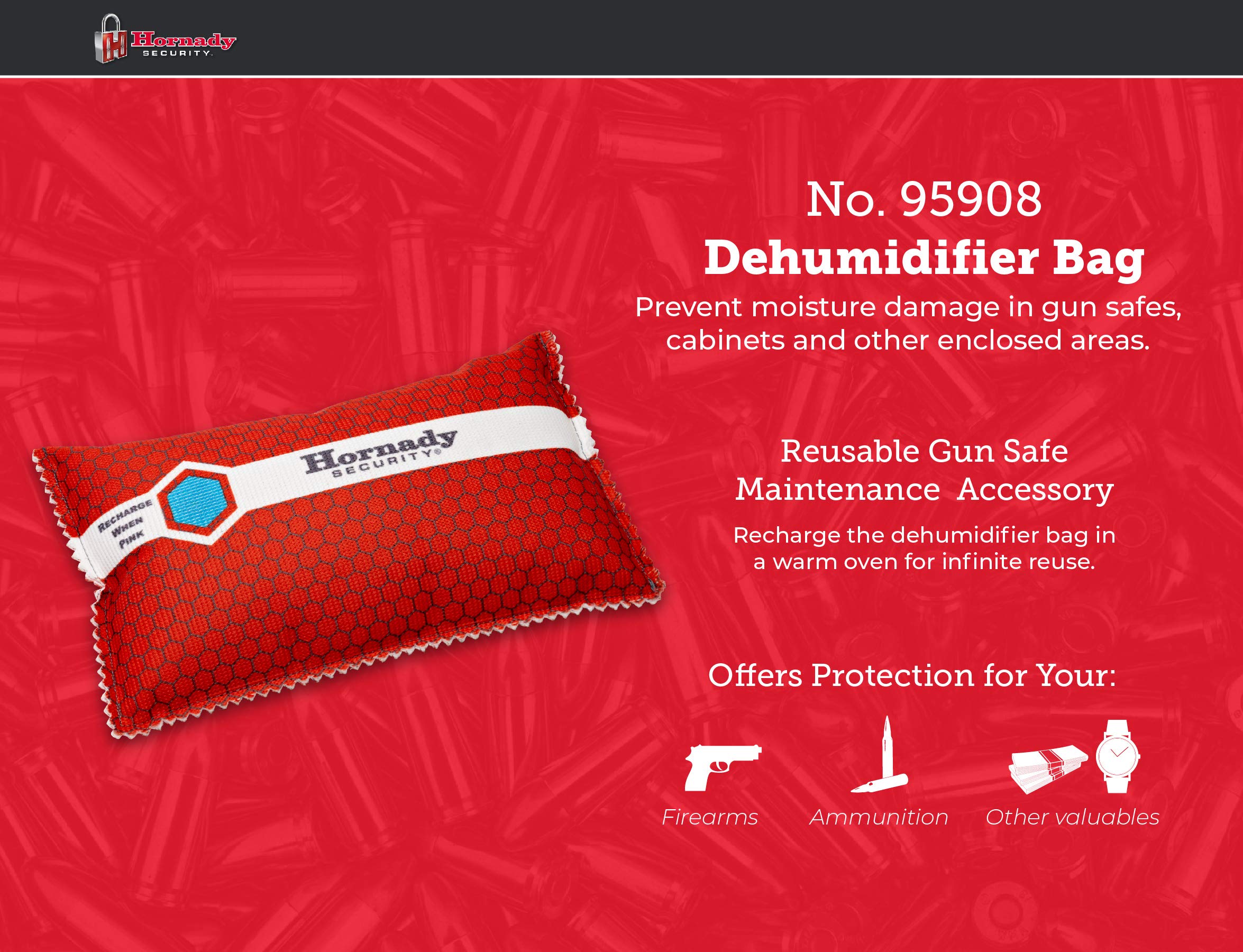 Hornady Reusable Dehumidifier Bag 450G, 95908 - Portable, Easy to Use Moisture Absorbers for Gun Safes & Cabinets - Prevent Moisture Damage for Gun Safe Accessories, Firearms in Your Gun Vault