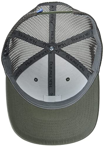 HUK mens Mesh Trucker Snapback | Anti-Glare Fishing Hat, Huk'd Up - Moss, One Size US