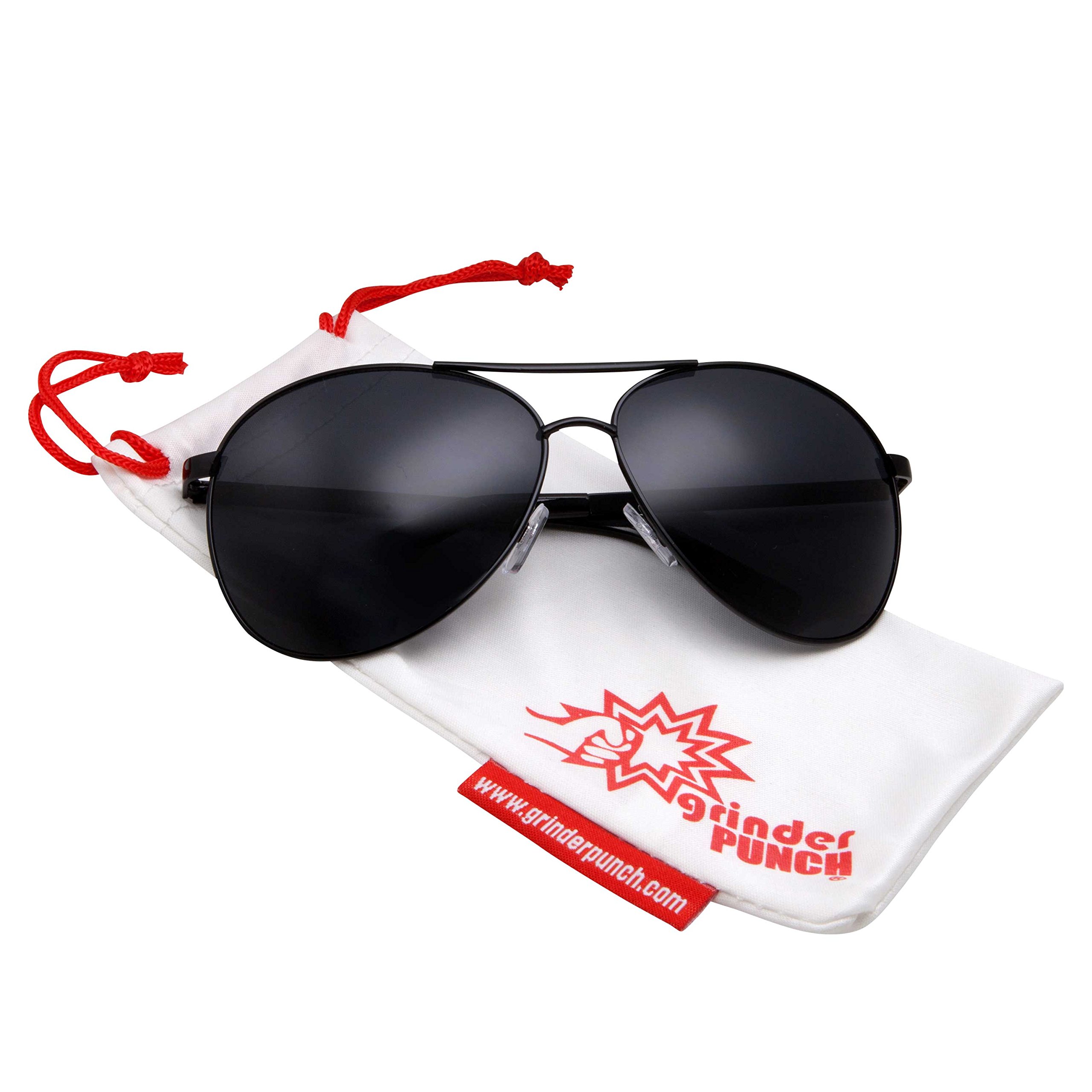 grinderPUNCH - Big XL Wide Frame Extra Large Aviator Sunglasses Oversized 148mm Black