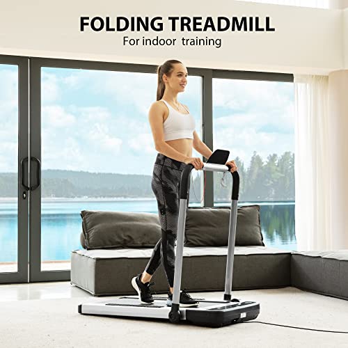 VIVOHOME 2 in 1 Under Desk Electric Folding Treadmill 2.25HP with APP, Watch Remote Control, LED Display and 12 Preset Programs Portable Workout Running Jogging Walking Machine for Home Office