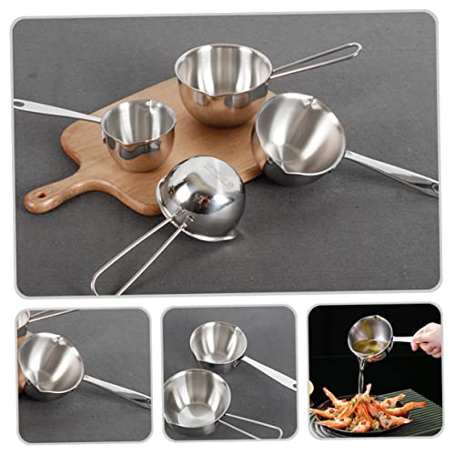 Veemoon Chocolate Milk 3pcs and Stick Pouring Pour Stainless Warmer Stockpot Kitchen Korean Spout Non Handle Soup Cookware Stovetop Melting Cooking Pot Stove Ml Saucepan Boiling Turkish Coffee Pot