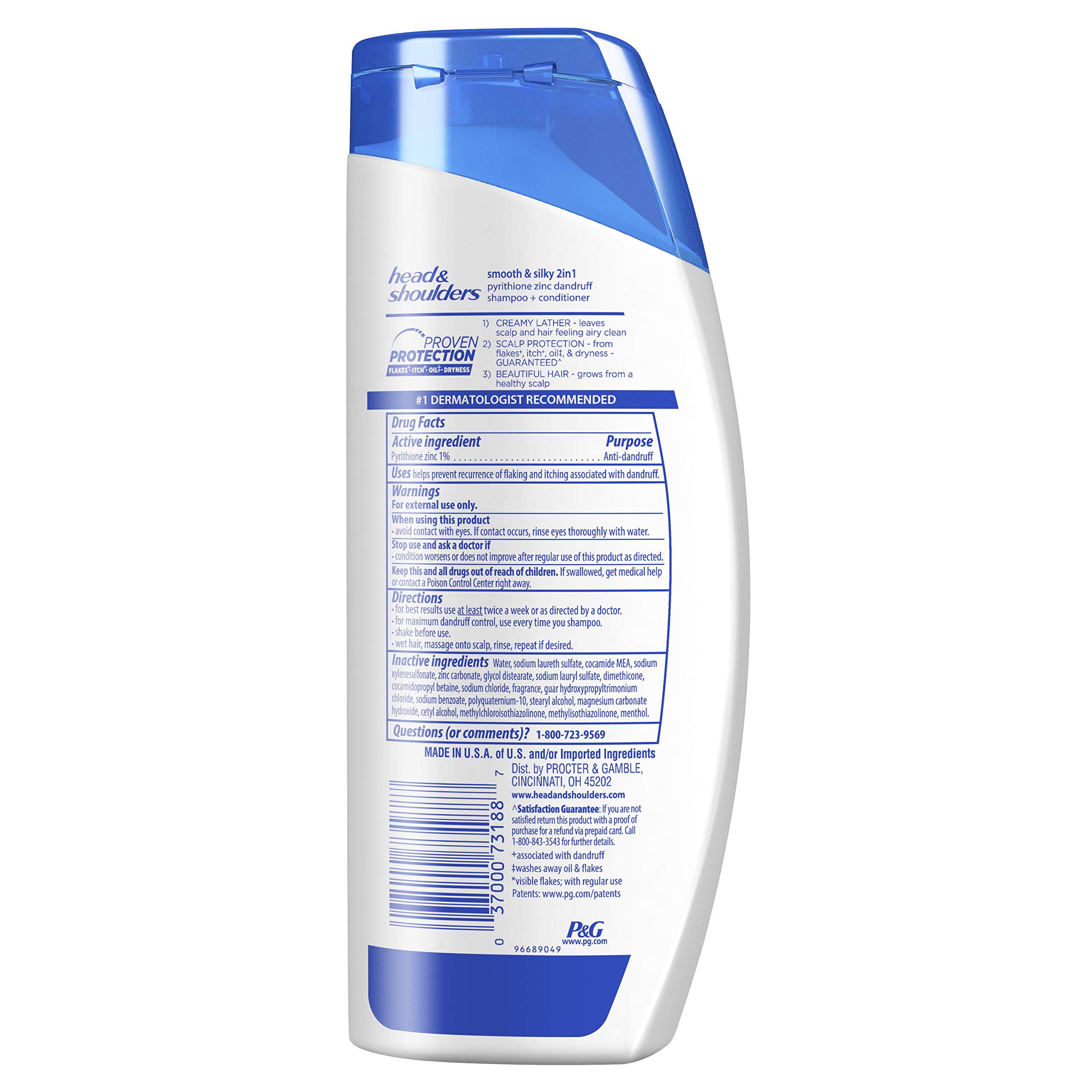 Head & Shoulders Smooth & Silky Paraben Free 2in1 Dandruff Shampoo and Conditioner, 21.9 fl oz