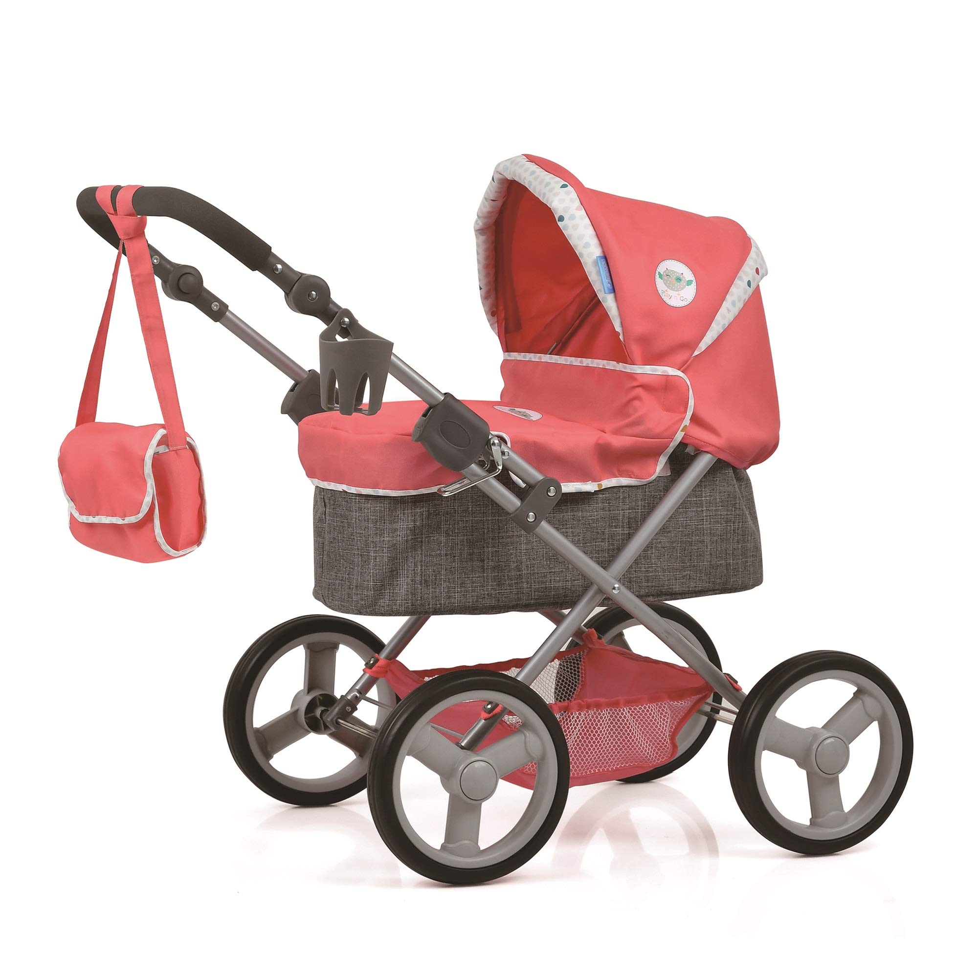 Hauck Play n Go Angie Doll Pram with Large Wheels, Retractable Canopy, Cup Holder and Carry Bag, Multi