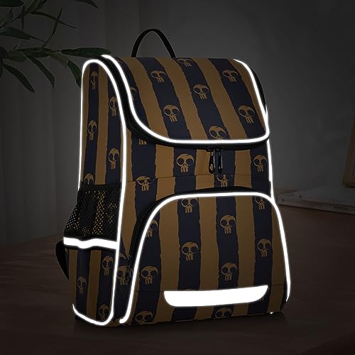 Sletend Large Capacity Printing Student Shoulder Bag for Children Teenagers Skull Stripe Laptop Bag School Bag for Work School, Men's and Women's Travel Backpack