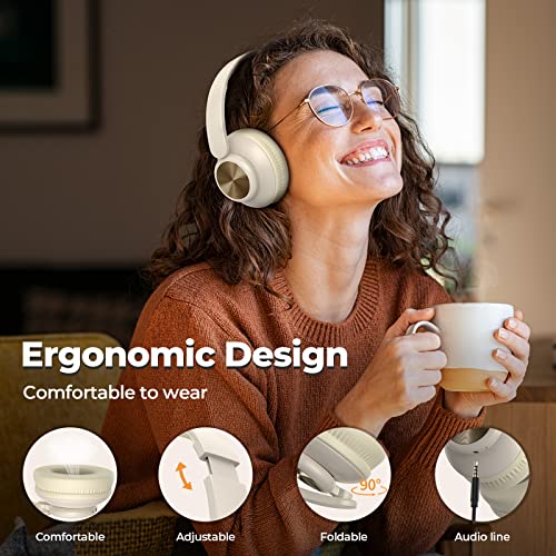 V8 Bluetooth Headphones, 80 Hours Playtime Wireless Headphones with Deep Bass,Lightweight Foldable Headphones Built-in Mic,HiFi Stereo Sound for Travel Work Laptop PC Cellphone