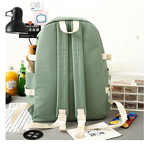 Zhousanjian Fashion Cute Kawaii Backpack 4Pcs Canvas Backpack Give away bear pendant Pencil Pouch Shoulder Bag Lunch Bag for Girls Boys (Black) …