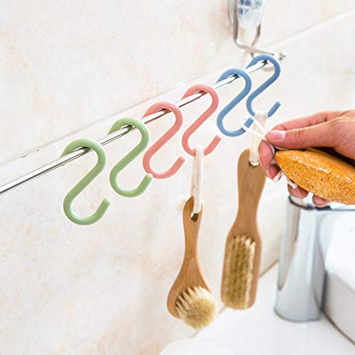 YITAQI S Hooks,Portable Multi-Purpose Storage Rack Door Scarf Hat Hanging S-Shaped Hook Clothes Hanger Organizer Key Holder(4Pcs Blue L)