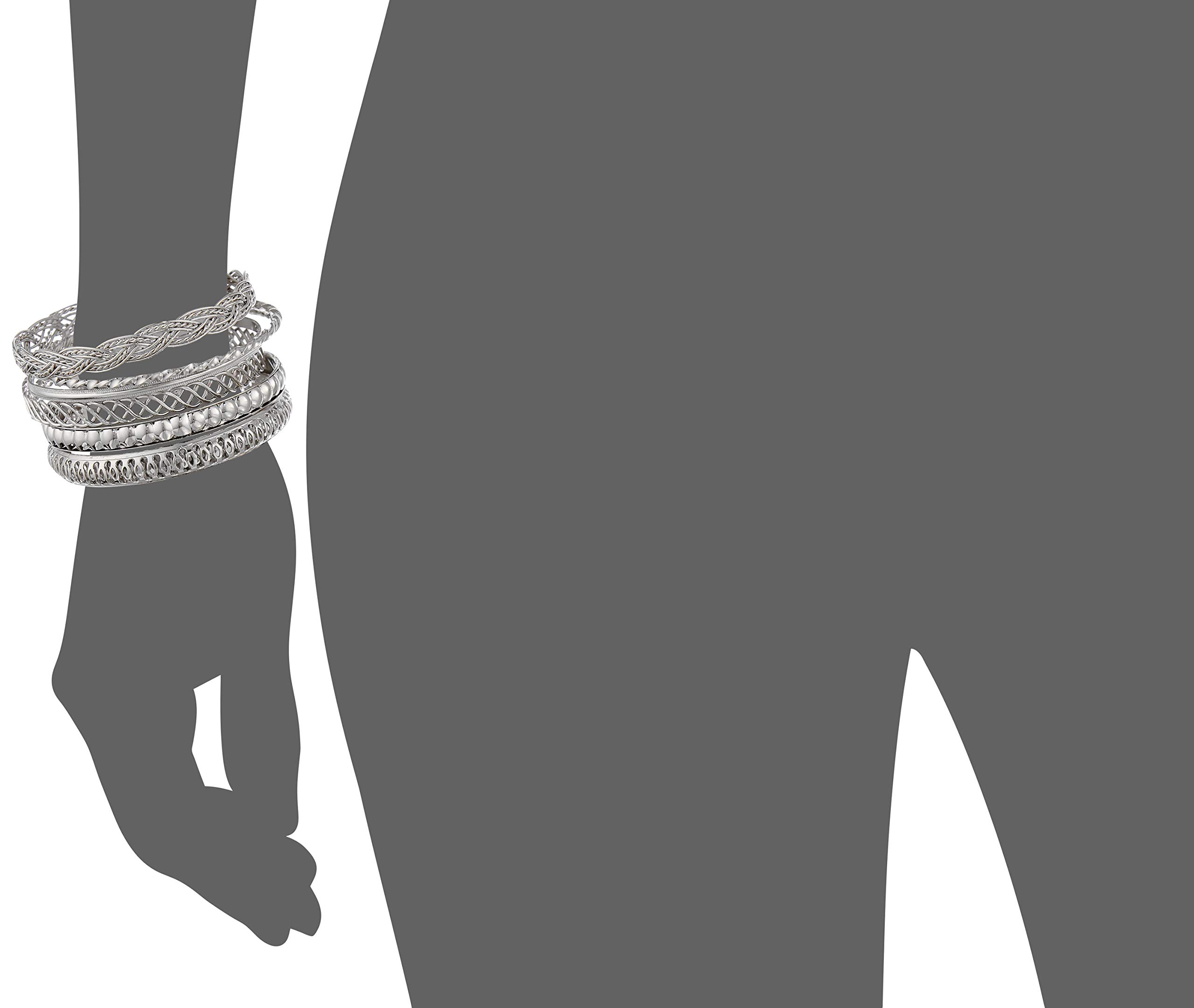 GUESS Silvertone 7-Piece Textured Bangle Bracelet Set