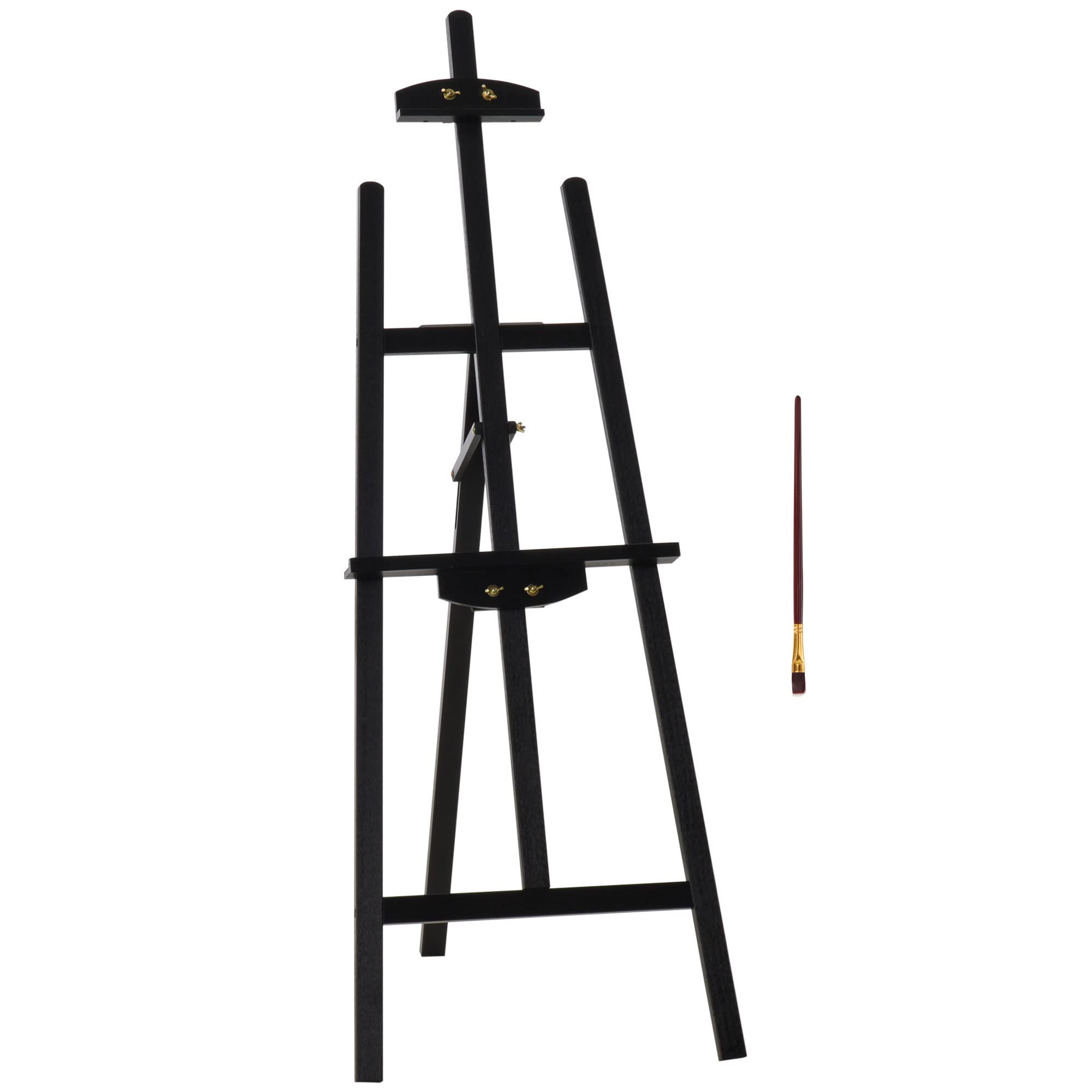 HOMCOM A-Frame Easel of Maximum Height 53", Holds Canvases Up to 43", Painting Studio Art Easel That Tilts up to 75° Degrees for Adults, Beginners, Students, Black