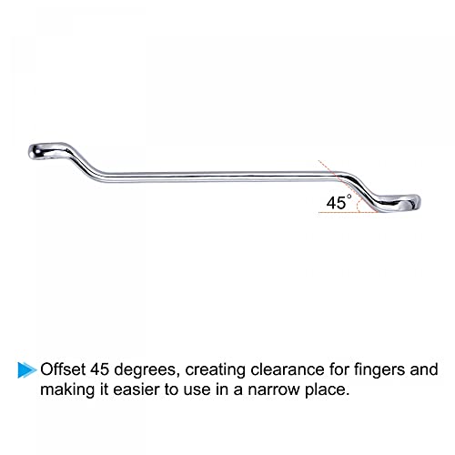 uxcell 45-Degree Offset Box End Wrench Set, 5.5-16mm Metric CR-V Steel with Rolling Pouch, 6-Piece