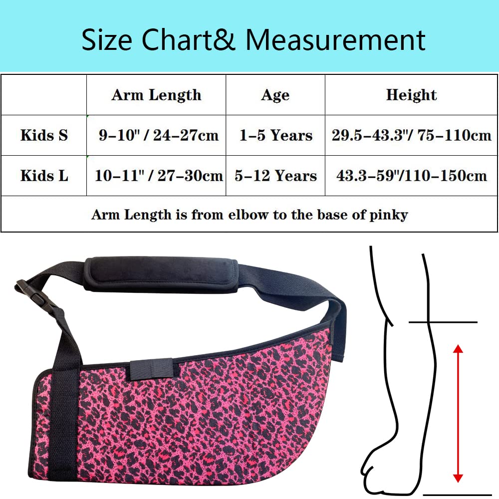Ledhlth Soft Foam Arm Sling Red Leopard for Shoulder Kids Toddler Arm Support Brace for Broken Collarbone Children Shoulder Immobilizer for Shoulder Injury (Kids S)