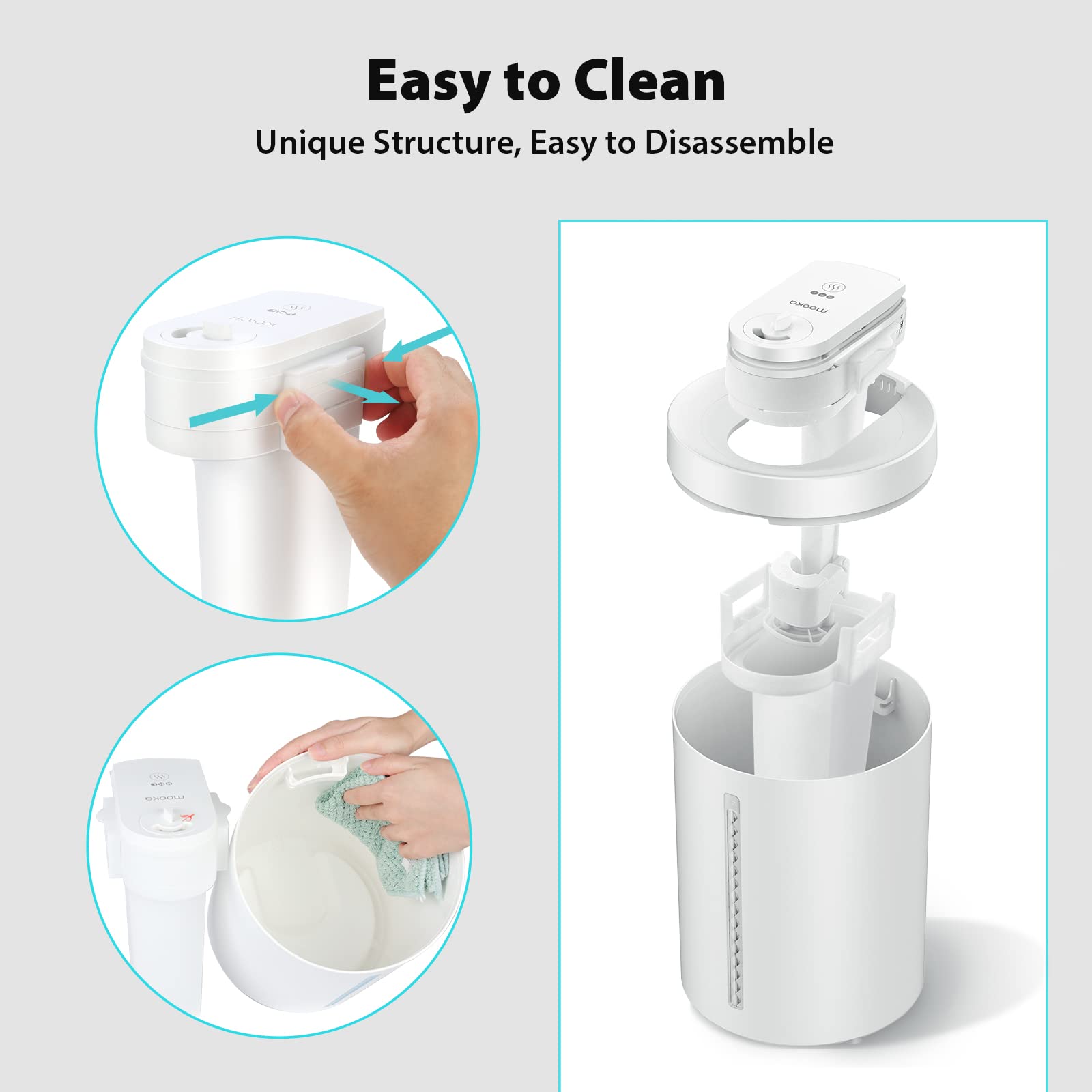 Humidifiers, Top Fill Humidifier for Bedroom Large Room Baby Home, 4L(1.05Gal) Cool Mist Humidifier & Essential Oil Diffuser, Whisper-Quiet Operation, Night Light, Auto Off