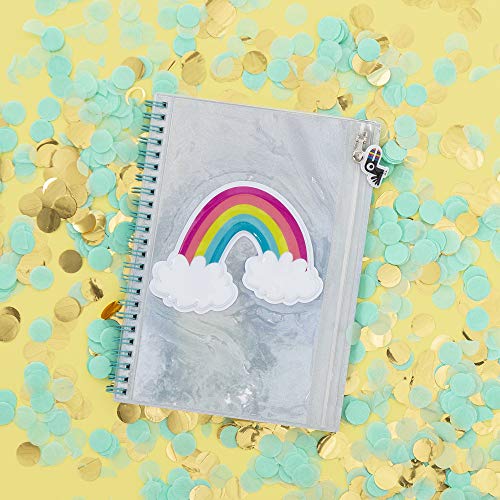Yoobi College-Ruled Spiral Notebooks with Pencil Zipper Pouches | Fun Green Avacado Print | Cute Rainbow Glitter | 2-Pack | 60 Sheets, Multicolor