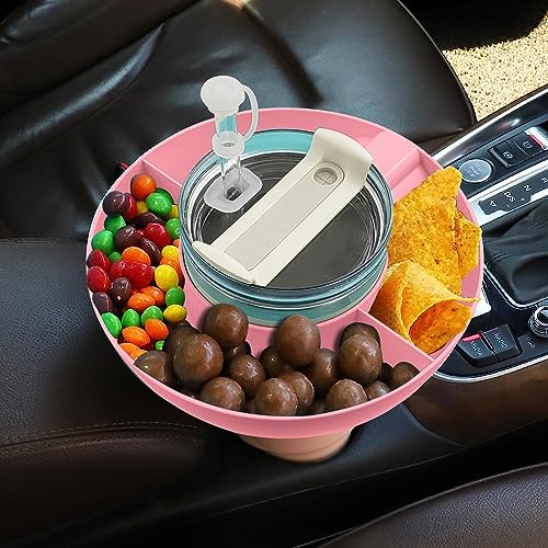 Snack Ring for Stanley Cup 40 oz with Handle, Snack Container for Stanley Tumbler 40 oz, 4 Compartment Reusable Snack Platters for Stanley Quencher Adventure