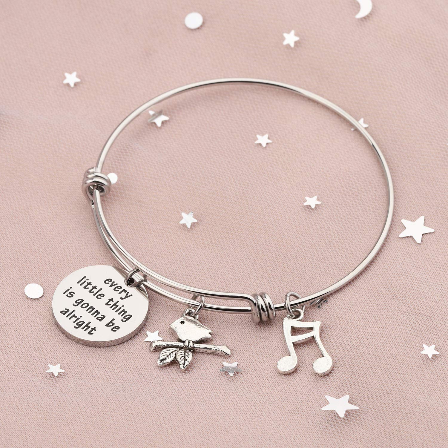 Gzrlyf Every Little Thing is Gonna be Alright Three Little Birds Keychain Inspirational Gifts (Bracelet)