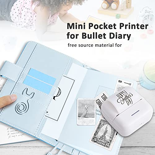 TIANSE Mini Sticker Printer, Bluetooth Label Maker Thermal Inkless Label Printer for Journal, Notes, Memo, Photo, Label Compatible with iOS&Android
