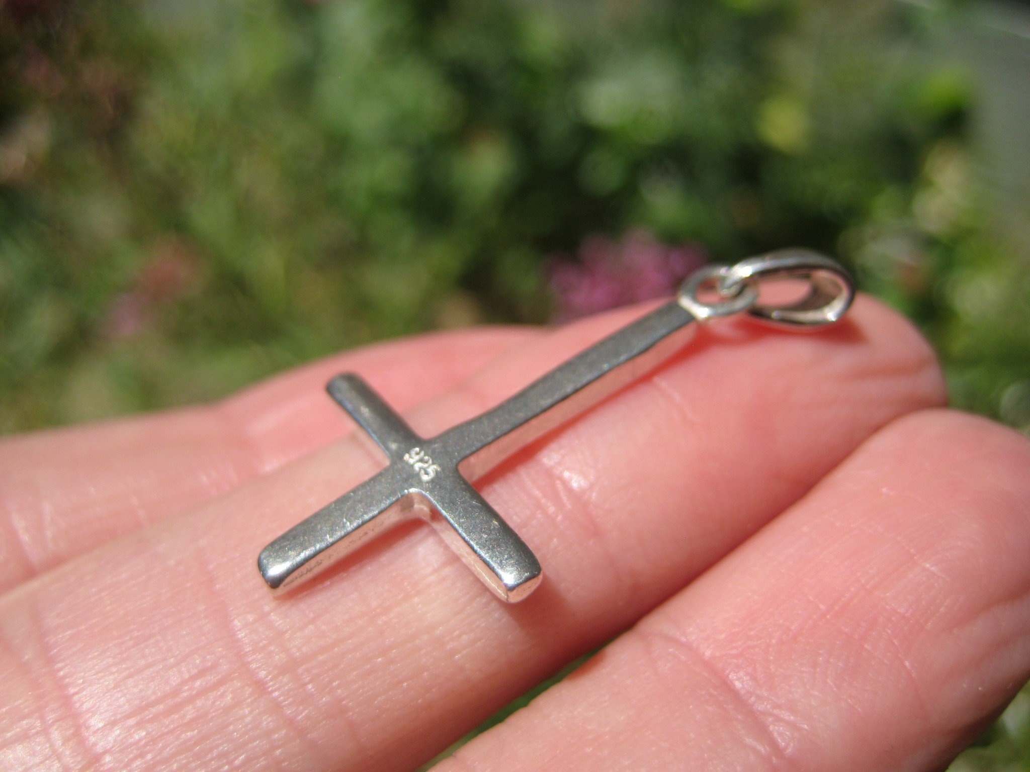 Himalayan Treasures Small 925 Sterling Silver Inverted Petrine Satanic Cross Pendant Free Chain
