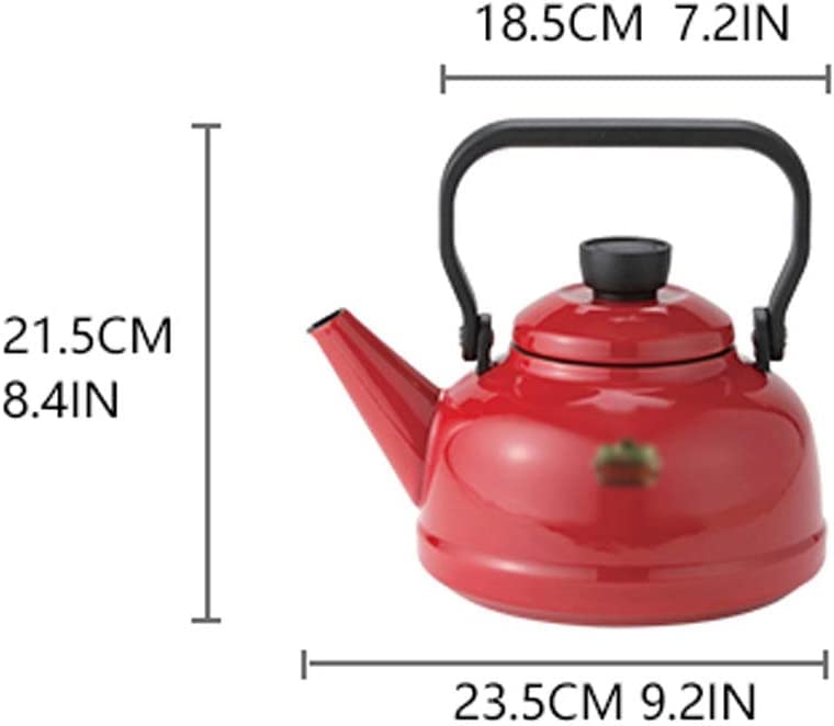practical Teakettle Creative Tea Kettle Enamel Kettle Red Teapot Gas Induction Cooker Kettle Household Gas Kettle Teapot 2.3l /77.7oz Portable
