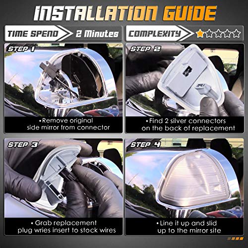 HERCOO LED Turn Signal Light Side Mirror Amber Lamps Right Tow Light Clear Cover Lens for 68302828AA 68302829AA Compatible with 2010-2018 Dodge Ram 1500 2500 3500 4500 5500