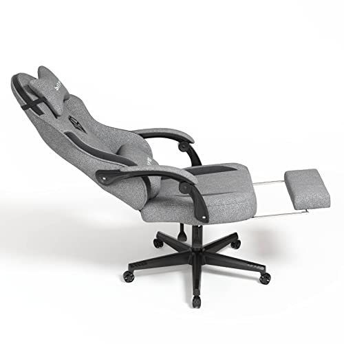 SITMOD Gaming Chair with Footrest-Computer Ergonomic Video Game Chair-Backrest and Seat Height Adjustable Swivel Task Chair for Adults with Lumbar Support(Gray)-Fabric