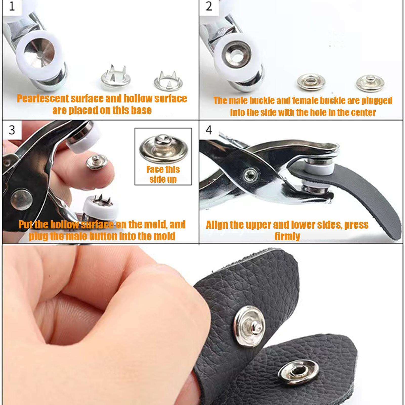 Hand Press PliersSnap, Hand Press Pliers, Heavy Duty Snap Fastener Tool for Boat Cover, Canvas, Sewing, Traps, Fastener Tool, Hand Hole Puncher, Handle Hole Punch, Soft Grip Snap Button Tool with