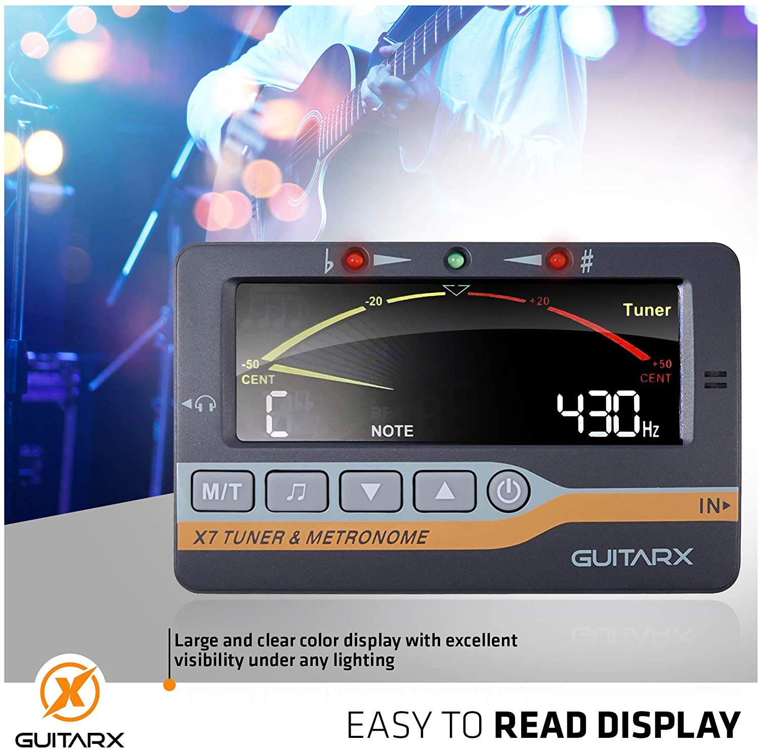 GUITARX X7 - Chromatic Tuner Metronome and Tone Generator for All Instruments - Chromatic, Ukulele, Violin, and Bass Tuning Modes - #1 Among Guitar Tuners - Most Advanced Sensor in The Market