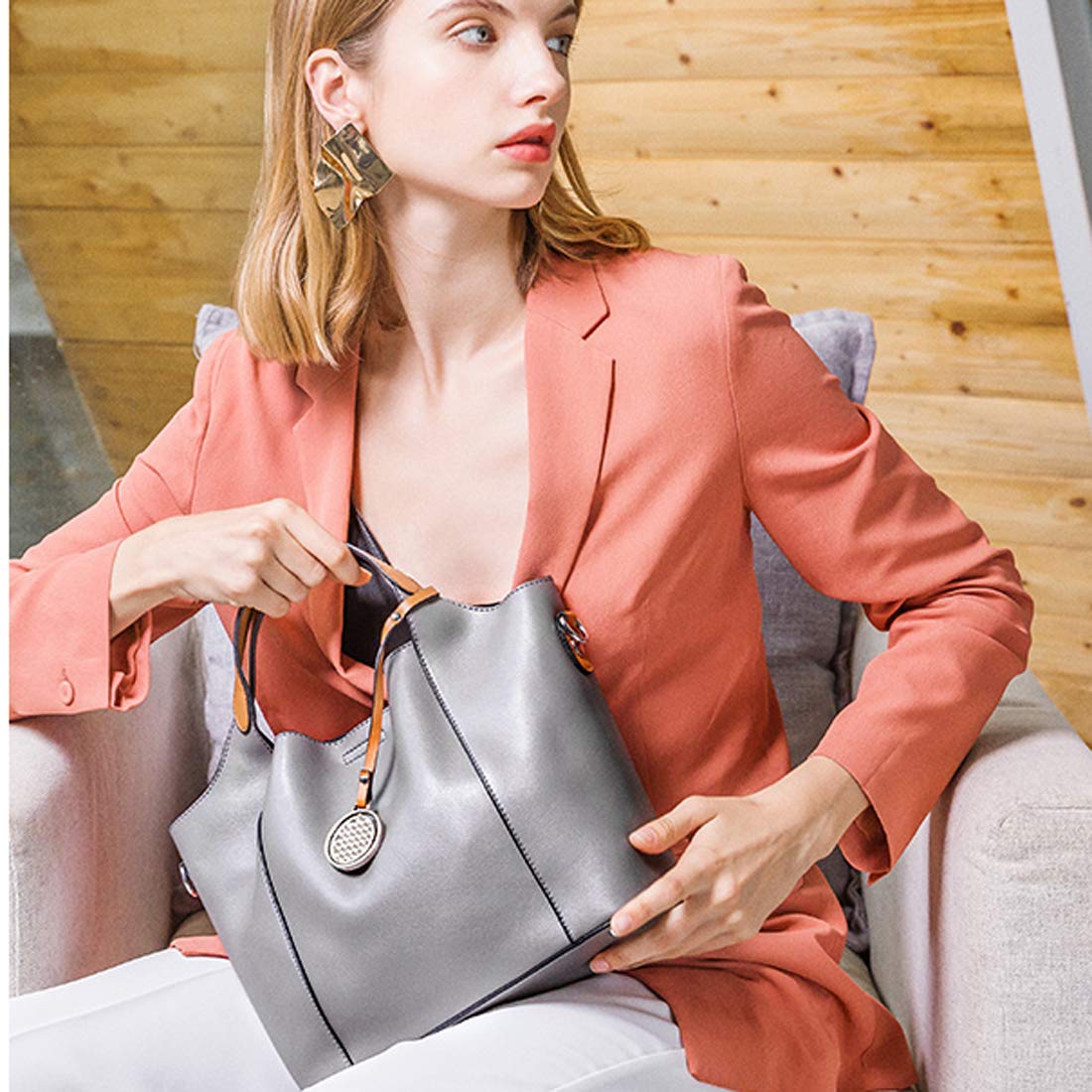 HESHE Leather Small Handbags Shoulder Bag Hobo Ladies Purses Satchel Crossbody Bag for Office Lady (Black)