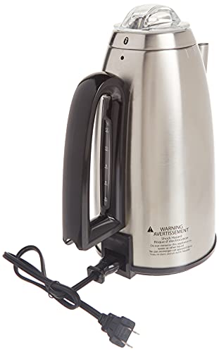 Hamilton Beach 12 Cup Electric Percolator Coffee Maker with Cool Touch Handle, Vintage Spout, Stainless Steel