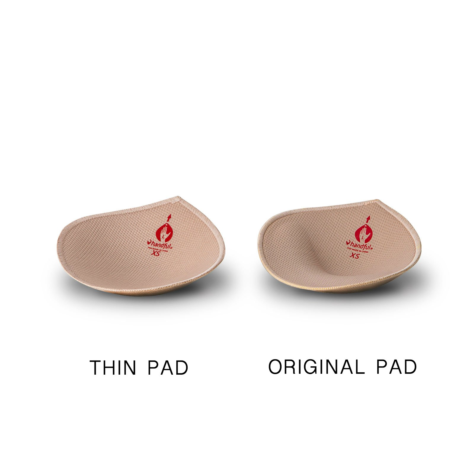 Handful Lights Out Thin Bra Pad Inserts for Sports Bras, Mastectomy Bras, and Swimsuit Tops, Beige, Medium