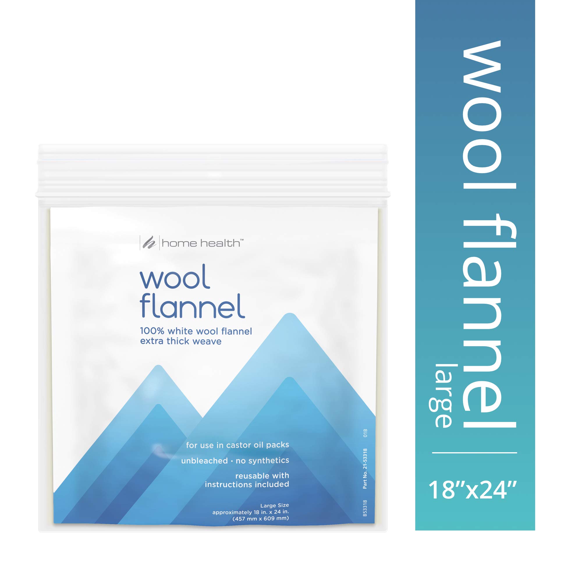 Home Health Wool Flannel - Small Size, 12" x 18" - 100% White Wool, Extra Thick Weave, Unbleached, No Synthetics, For Castor Oil Packs, Reusable - Cruelty-Free, Eco-Friendly