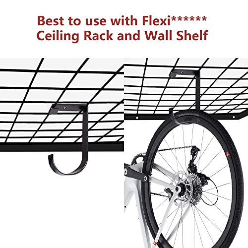 Saderoy 4-Pack Add-On Storage Flat Hook Accessory for Garage Ceiling Storage Rack and Wall Shelving, Black- Suitable for FLEXINOUMTS Ceiling Storage Racks and Wall Shelves