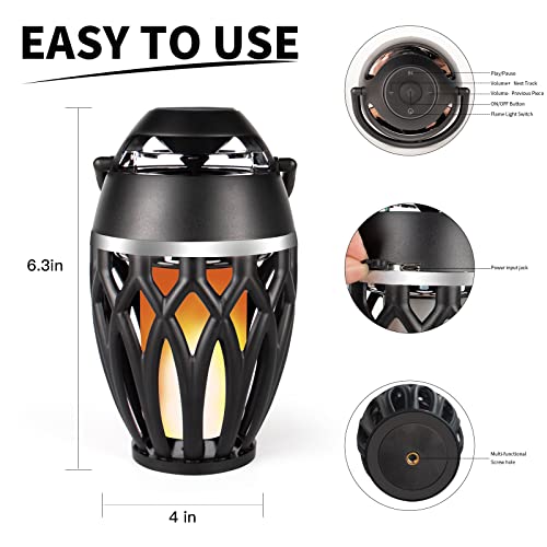 Vanten Outdoor Bluetooth Speakers, Bluetooth 5.0 Led Flame Speaker, IPX5 Waterproof Flame Torch Atmosphere Speaker, Patio Speakers Gifts for Men Women, Decorations for Party Garden Home