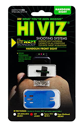 HIVIZ LCLW01 Ruger LC9/LC380 Interchangeable LITEWAVE Front Handgun Sight Green, Red, and White, One Size
