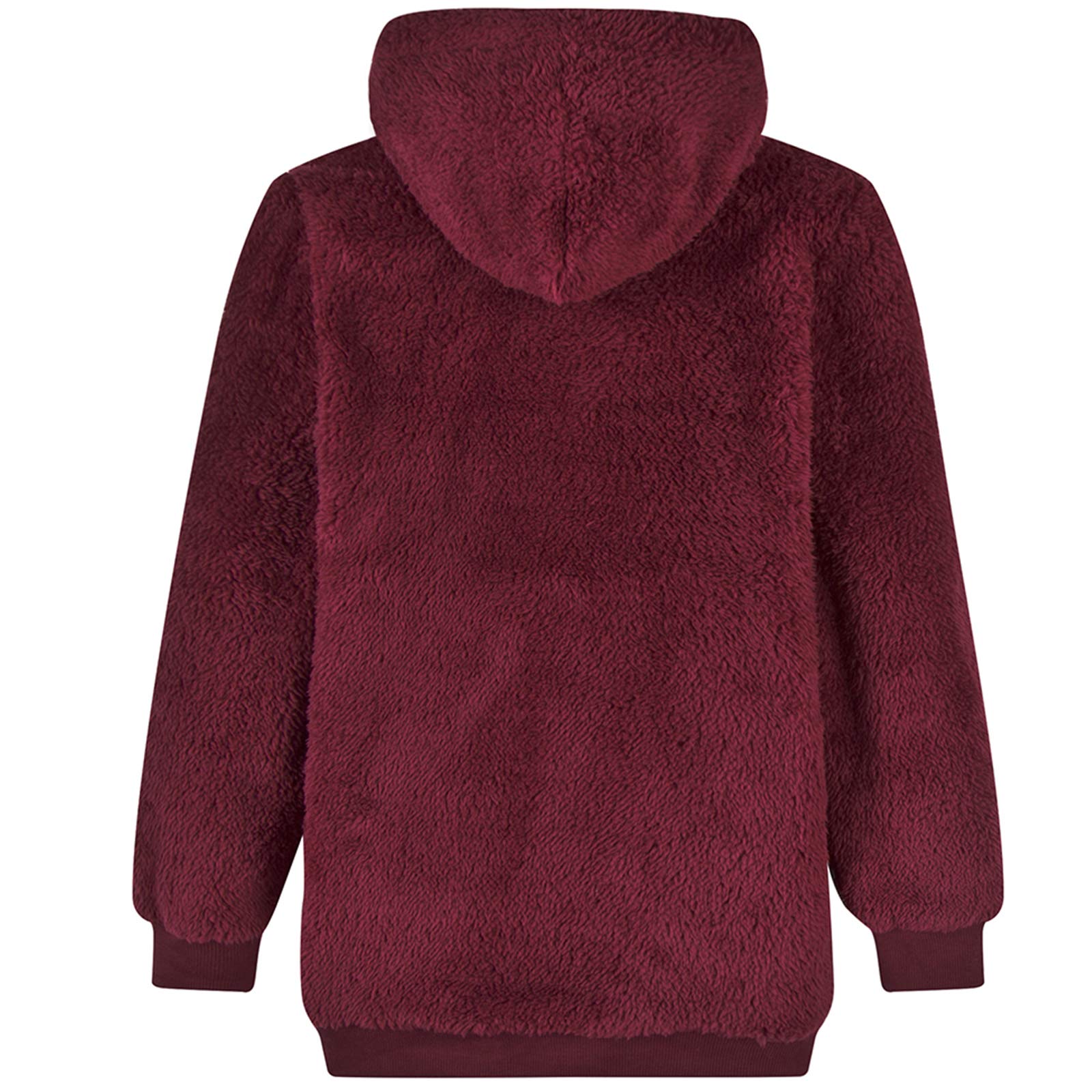 HMBEIXYP Girl's Polar Fleece Sherpa Pullover Fuzzy Fleece Sweatshirt Hoodie with Pockets Wine 130CM