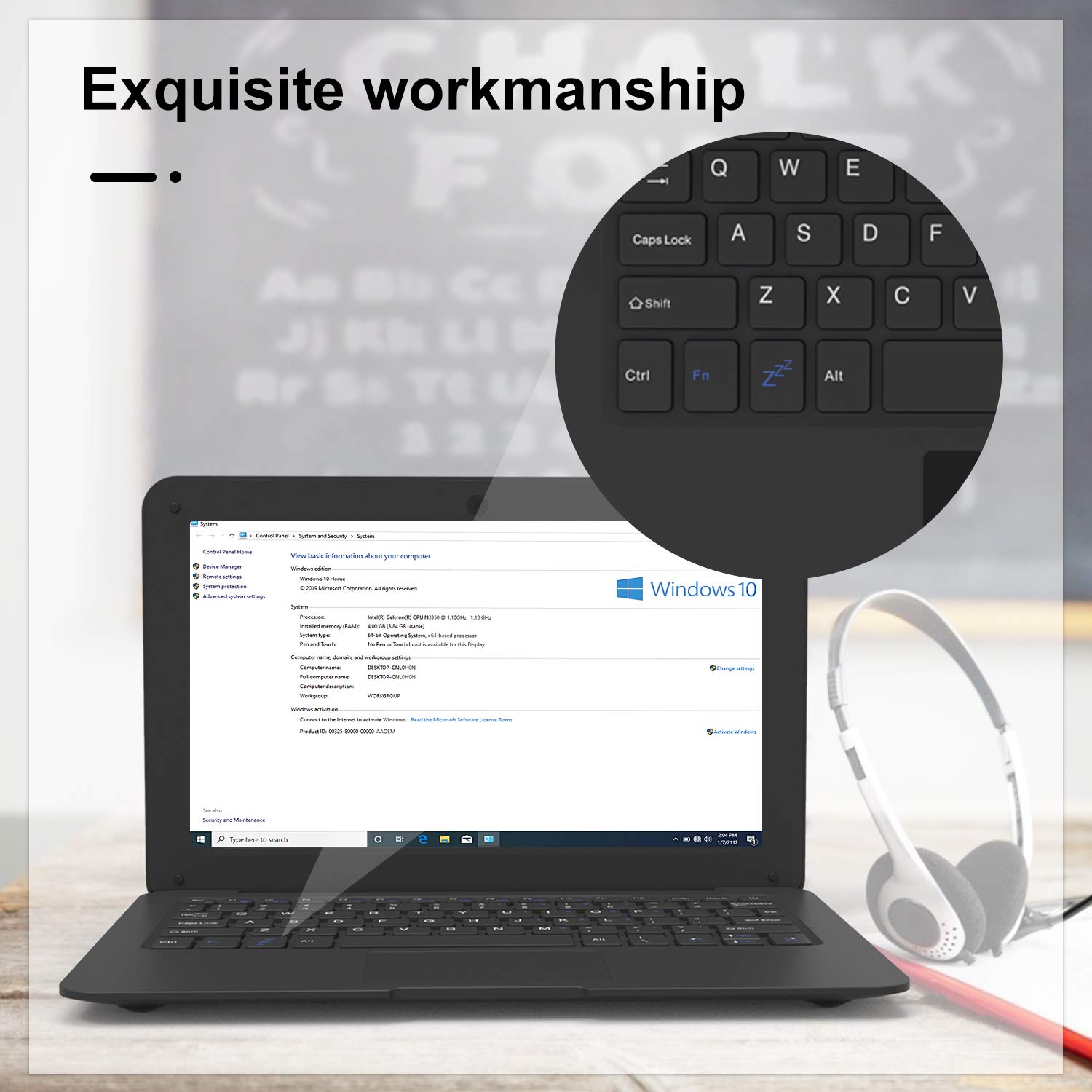 HBESTORE 10.1Inch Portable Laptop Mini Computer Ultra Thin Notebook with Apollo Lake N3350,6GB RAM and 64GB Storage with Windows10 OS (Black)