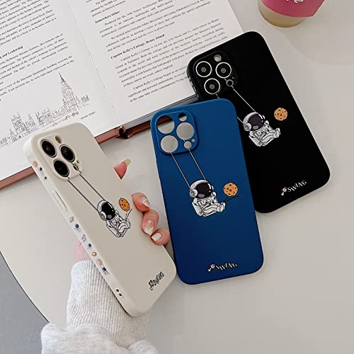 Yonds Queen for iPhone 13 mini Cute Case, Cool Cartoon Swing Astronaut Planet Moon Design Stylish Soft TPU Bumper Shockproof Anti-Slip Protector Case (iPhone 13 mini, Black Planet)
