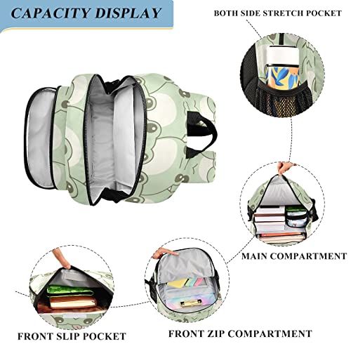 Vnurnrn Cute Frogs Kids Backpack Big Storage Multiple Pockets 17.7 IN Bookbag with Chest Buckle Reflective Strip for Boys Girls 6+ years in Primary Middle High School
