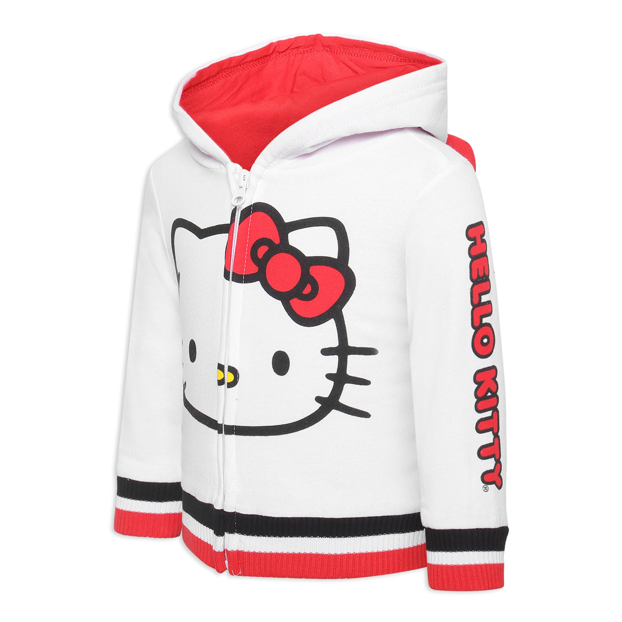 Hello Kitty Girls Zip Up Hooded Sweatshirt for Infant, Toddler and Little Kids White