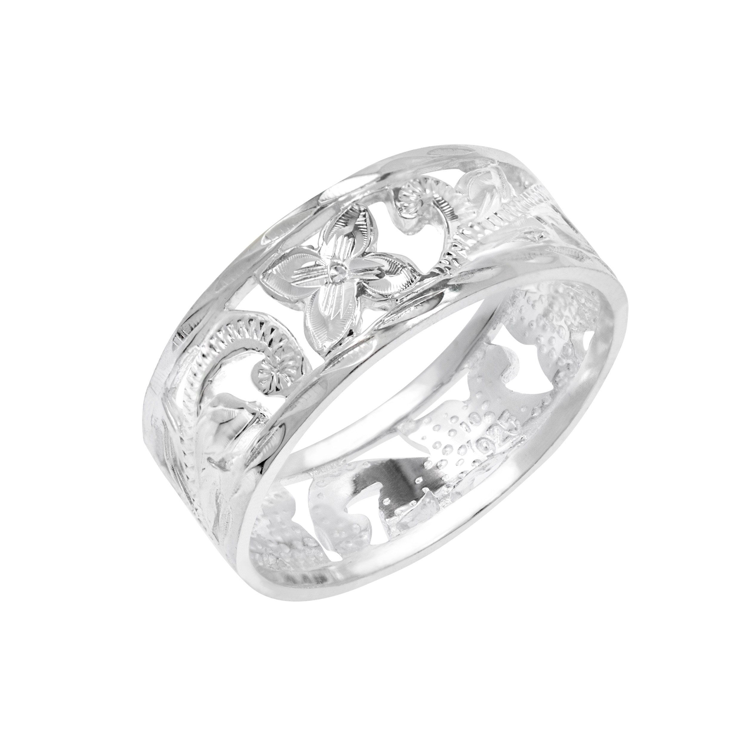 Honolulu Jewelry Company Sterling Silver Hawaiian Open Plumeria Ring(10)