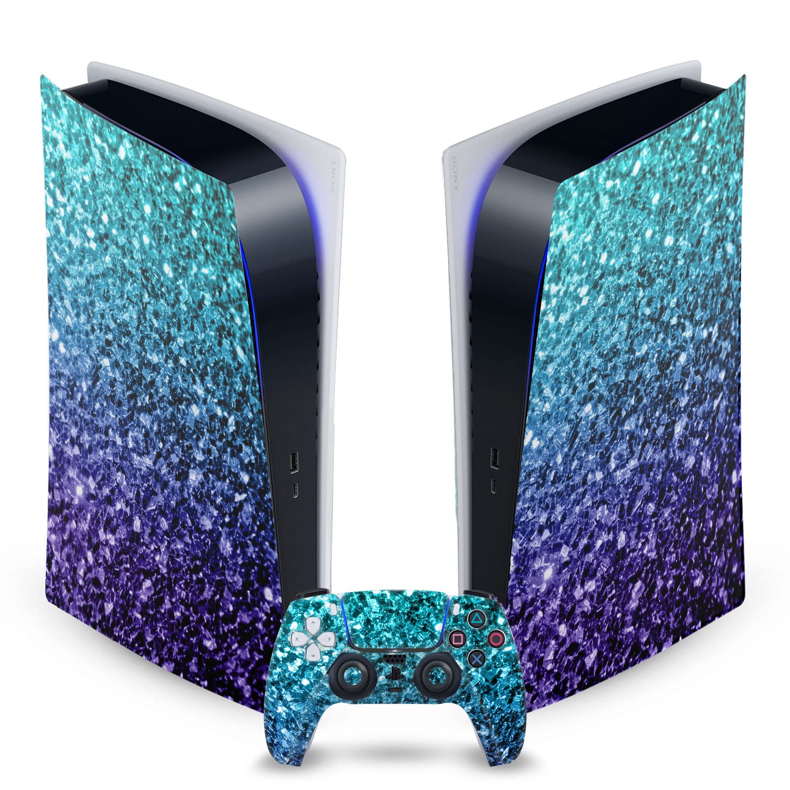 Head Case Designs Officially Licensed PLdesign Aqua Blue Art Mix Vinyl Faceplate Sticker Gaming Skin Case Cover Compatible with Sony Playstation 5 PS5 Digital Edition Console and DualSense Controller