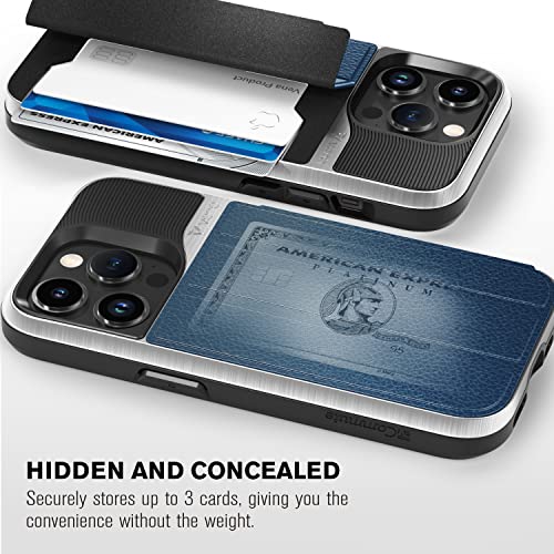 VENA vCommute Wallet Case Compatible with Apple iPhone 14 Pro (6.1"-inch), (Military Grade Drop Protection) Flip Leather Cover Card Slot Holder with Kickstand - Blue