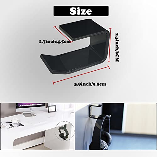 Yovimak Multifunctional Acrylic Stand, Headphone Stand Headphone Holder Adhesive Gaming Headset Hook for Most Headphones/Game Controllers, Universal Desktop Wall Mount Hook for Handbag (Black)