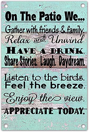 Nedil Outdoor Patio Rules Metal Signs Farmhouse Retro Home Tin Plaque Wall Decor Aluminum Poster 8x12 Inch blue