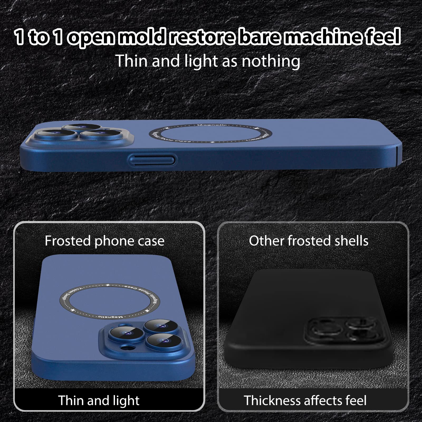HADVZQ 2023 New Magnetic Design for iPhone 14 Pro Max Phone Case [Military Grade Drop Test][Compatible with MagSafe] Matte Case for iPhone 14 Pro Max Case (6.7 inches), Mystery Blue