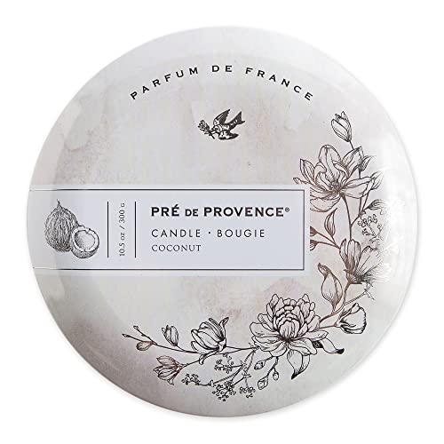 Pre de Provence Heritage Home Fragrance Collection Three Wick Candle Tins, 10.5 oz, Coconut