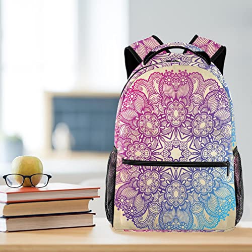 VBFOFBV Lightweight Casual Laptop Backpack for Men and Women, Purple Blue Ethnic Mandala Retro