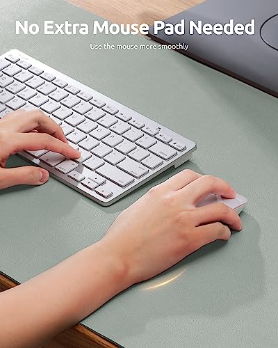 YSAGi Leather Desk Pad Protector, Office Desk Mat, Large Mouse Pad, Non-Slip PU Leather Desk Blotter, Laptop Desk Pad, Waterproof Desk Writing Pad for Office and Home (23.6" x 13.8", Grayish Green)