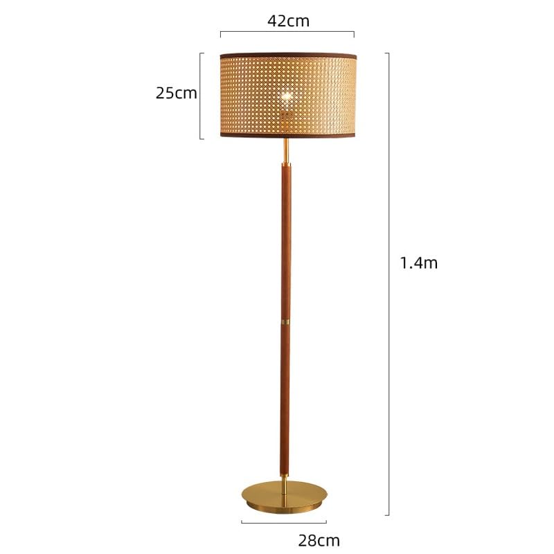 HALOU Simple and Warm Floor Lamp Living Room Sofa Study Bedroom Bed Rattan Woven Retro Upright Table Lamp