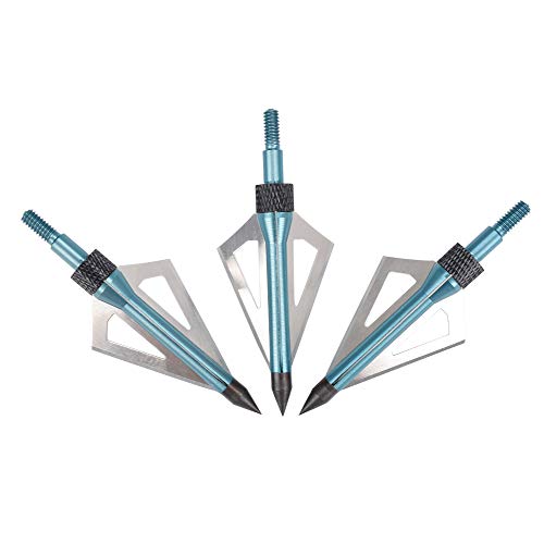 Hunting Broadheads, 12PK 3 Blades Archery Broadheads 100 Grain Screw-in Arrow Heads Arrow Tips for Crossbow and Compound Bow Blue (Pack of 12)